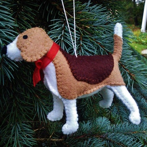 Beagle Christmas Tree Ornament, Dog Ornament, Wool Felt Beagle, Beagle ...