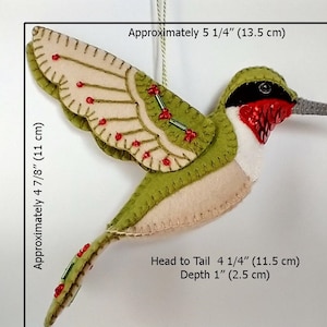 PDF for Wool Felt Ruby Throated Hummingbird Ornament Sewing Pattern - Etsy