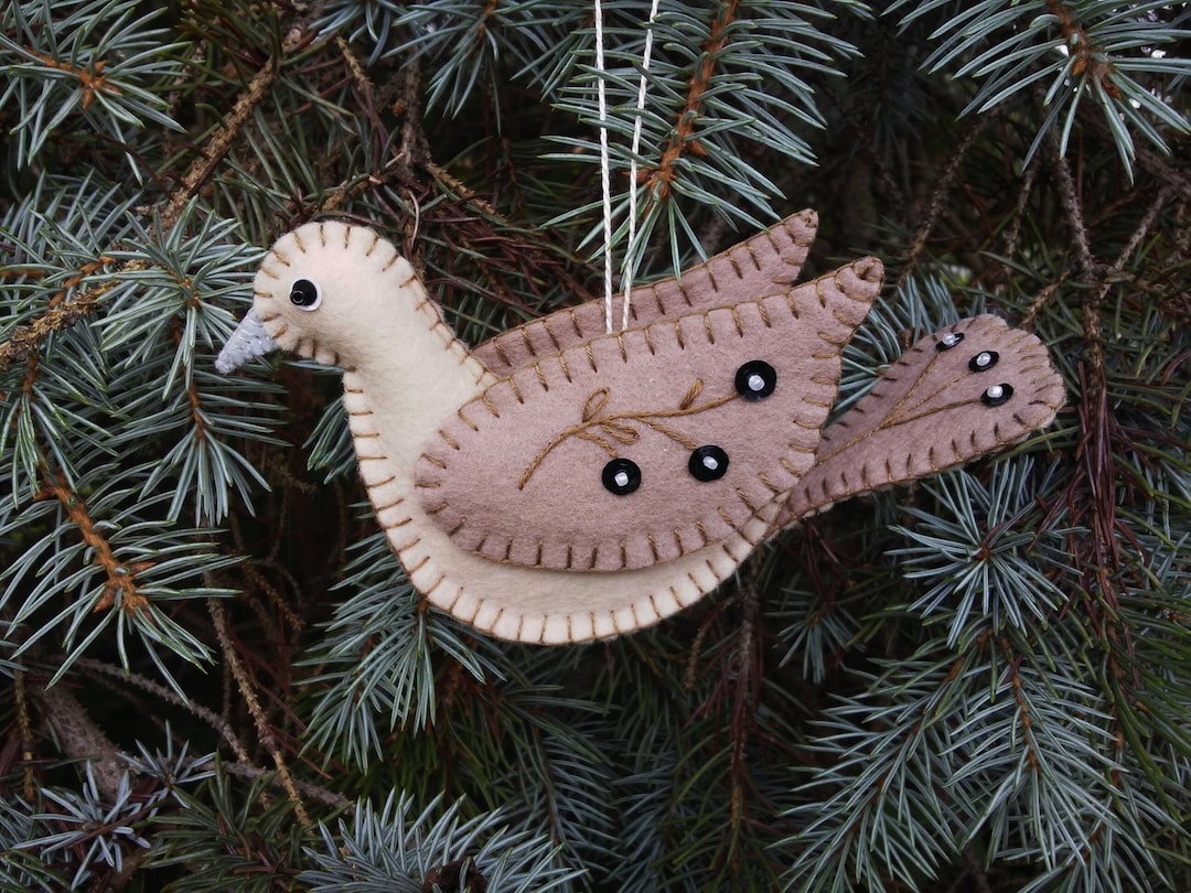 Handmade Wool Felt Dove Ornament: Embroidered Bird Decoration - Etsy