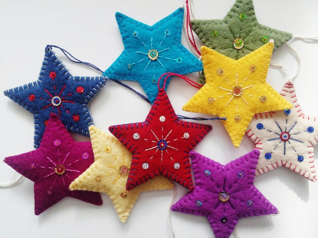 Embroidered Felt Star Sewing Pattern, Felt Star Tutorial, Embroidery ...