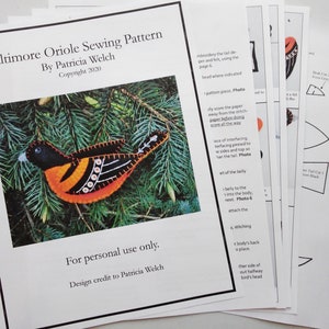 Felt Baltimore Oriole Sewing Pattern Download, Baltimore Oriole PDF ...
