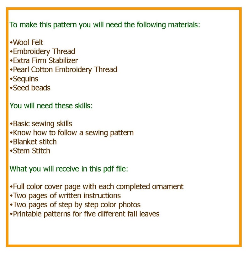 Felt Fall Leaf Ornament Sewing Pattern PDF Download | Etsy