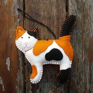 Merino Wool Felt Calico Cat Ornament Hand Appliqued and Embroidered - Etsy