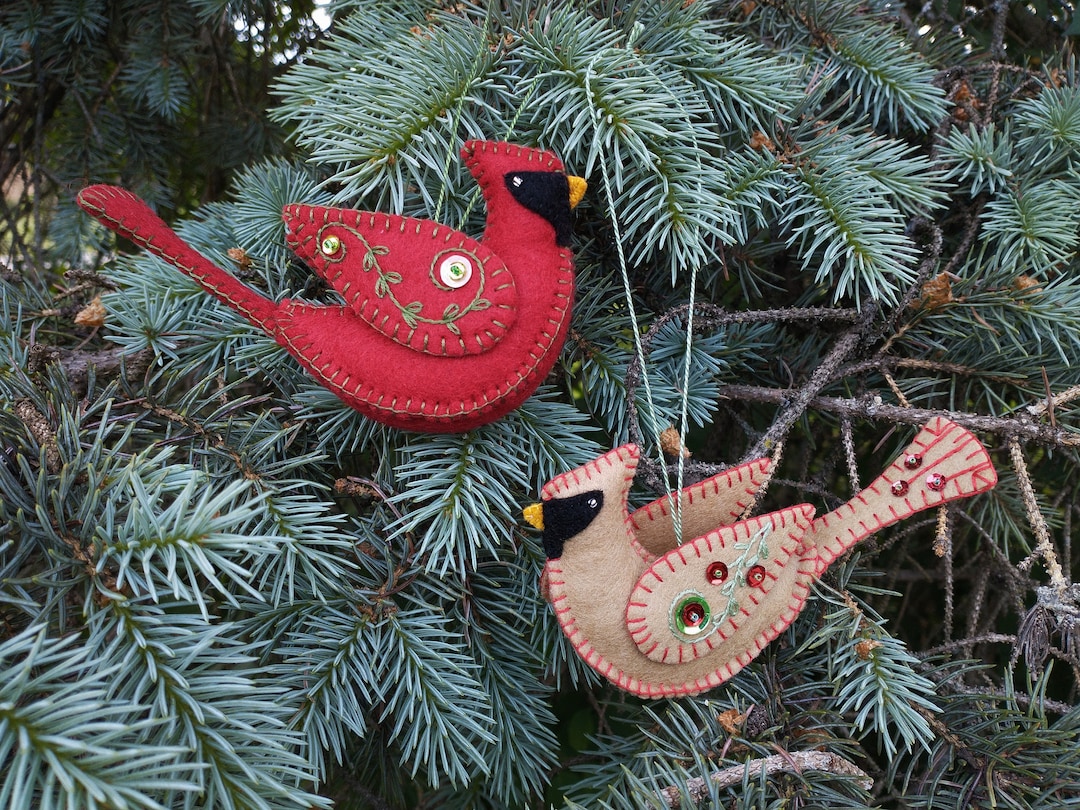 Sewing Pattern Download for a Felt Male and Female Northern Cardinal ...