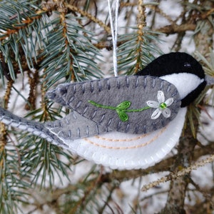 Sewing Pattern Download for a Wool Felt Black-capped Chickadee Ornament ...