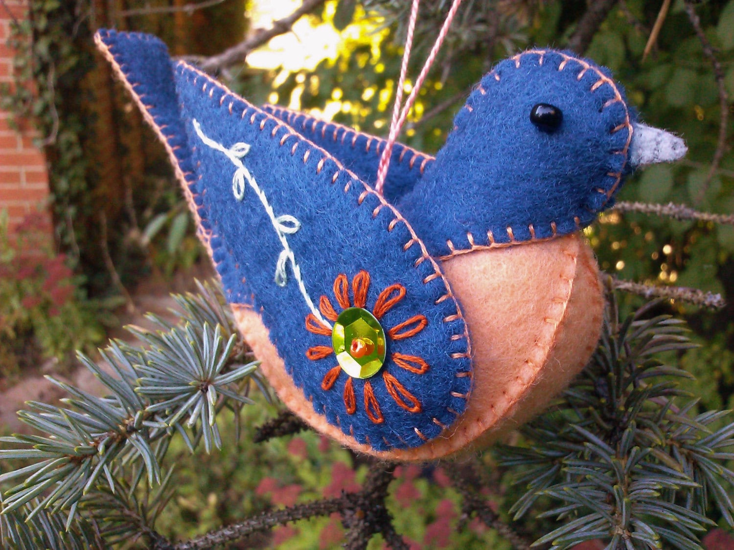 Embroidered Wool Felt Eastern Bluebird Ornament With Sequin - Etsy