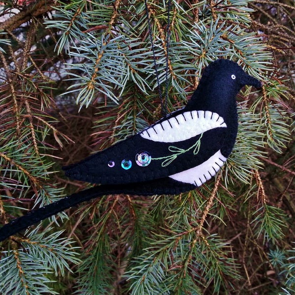 Magpie Ornament - Etsy