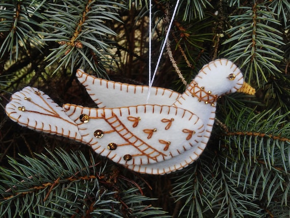 Embroidered Dove Sewing Pattern Download Felt Dove Ornament - Etsy