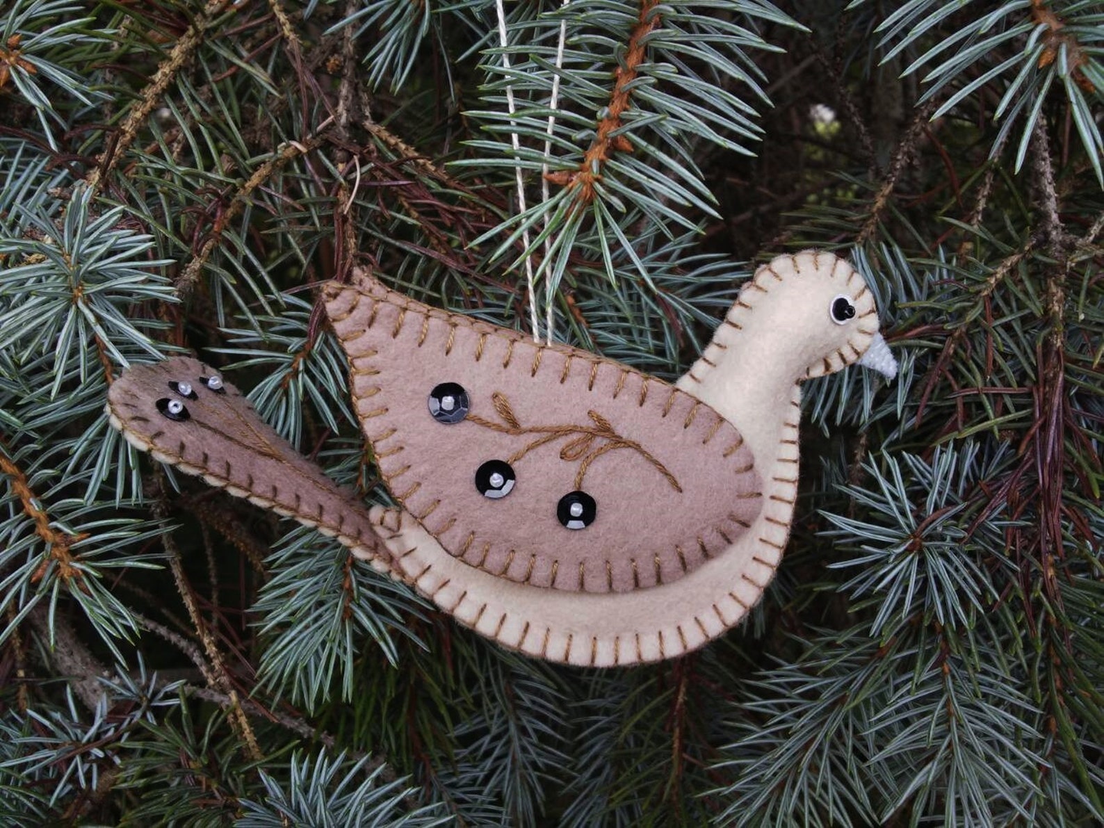 Handmade Wool Felt Dove Ornament: Embroidered Bird Decoration - Etsy