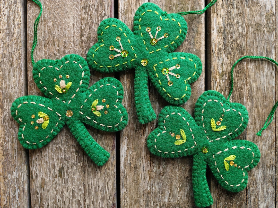 PDF Sewing Pattern Download for Embroidered Wool Felt Shamrock ...