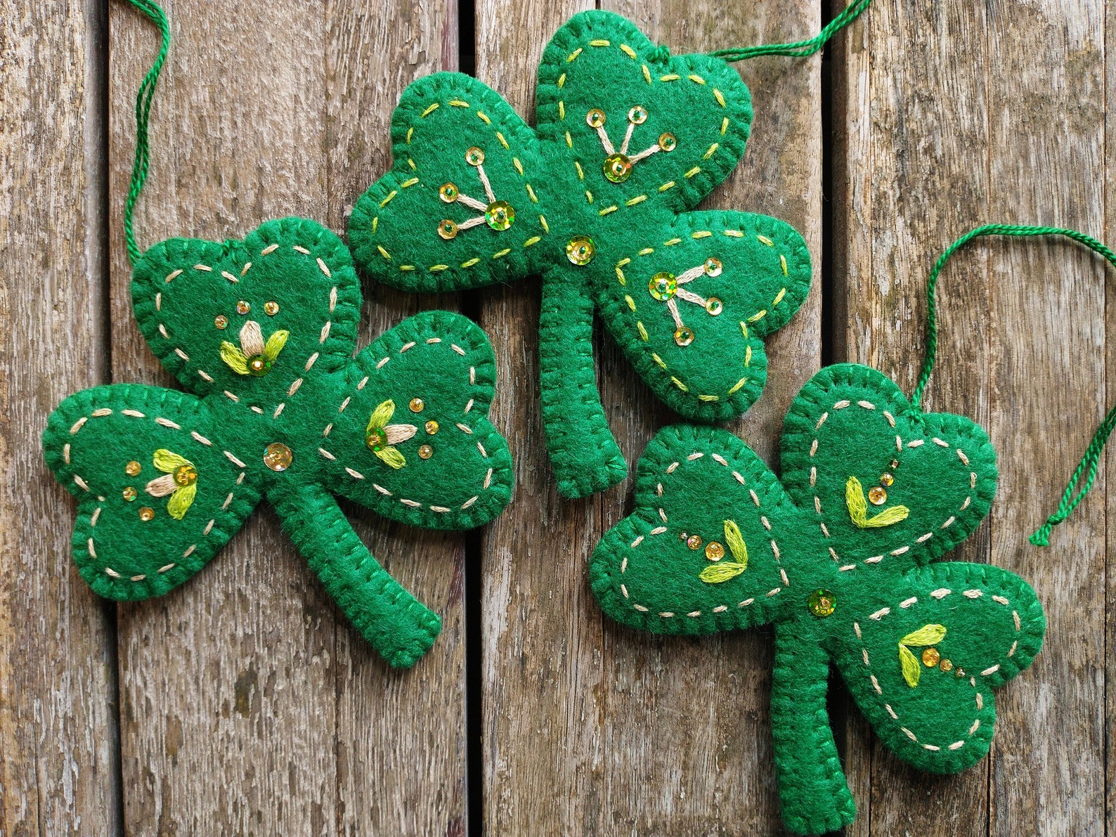 PDF Sewing Pattern Download for Embroidered Wool Felt Shamrock ...