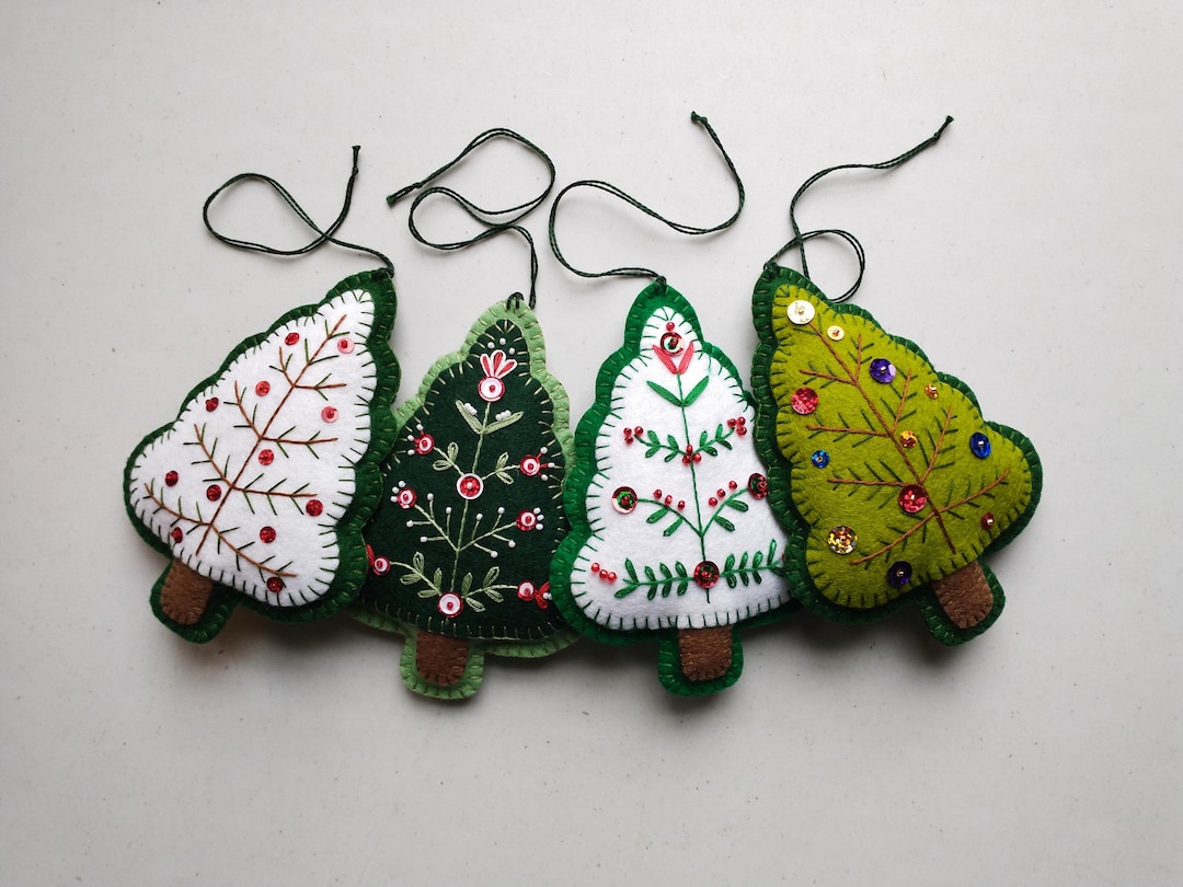 Sewing Pattern to Make Four Embroidered Felt Christmas Trees - Etsy