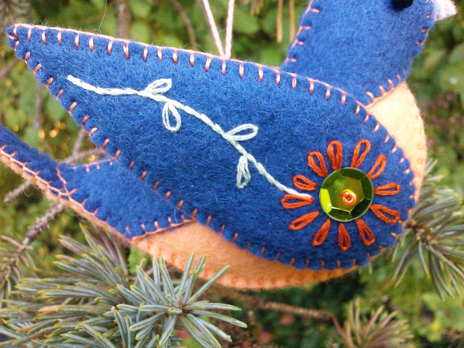 Embroidered Wool Felt Eastern Bluebird Ornament With Sequin - Etsy