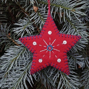 Embroidered Felt Star Ornaments Patriotic Stars Folk Art 4th - Etsy