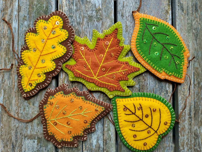 Felt Fall Leaf Ornament Sewing Pattern PDF Download - Etsy Polska