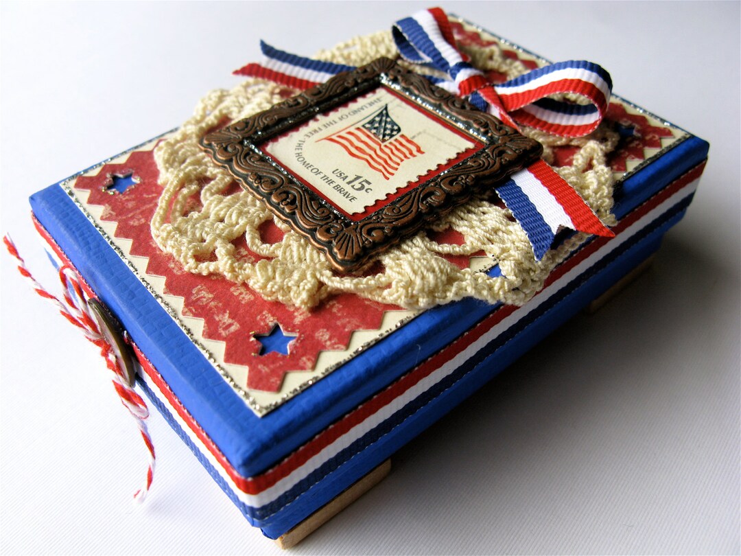 4th of July Gift Box Handmade * Home of the Brave * Patriotic Handmade ...