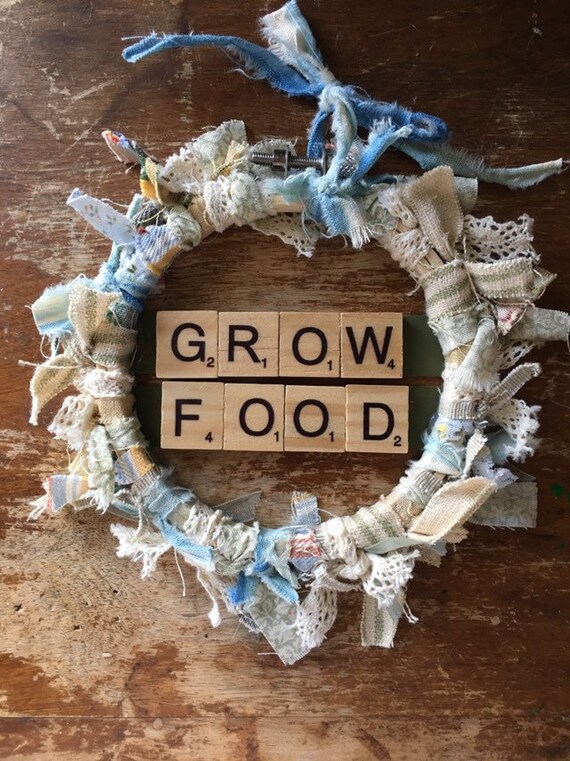Grow Food Scrabble Tile Wreath | Etsy