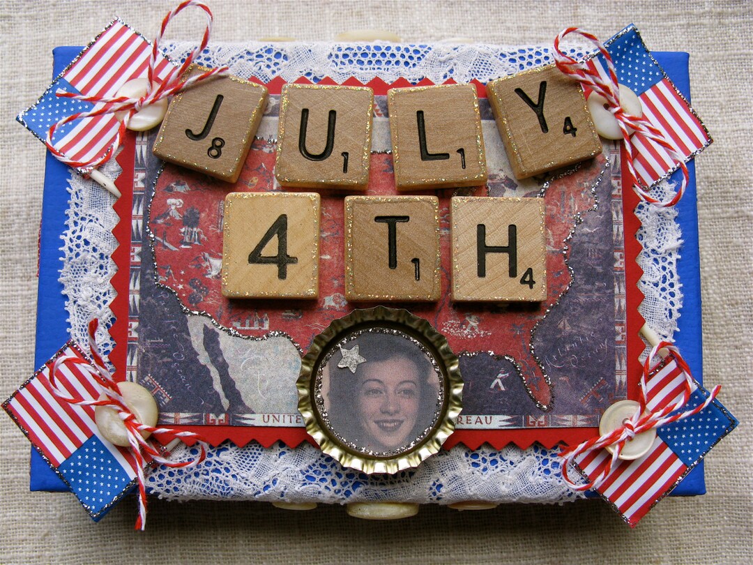 OOAK July 4th Keepsake Box * 4th of July Gift Box Handmade * Patriotic ...