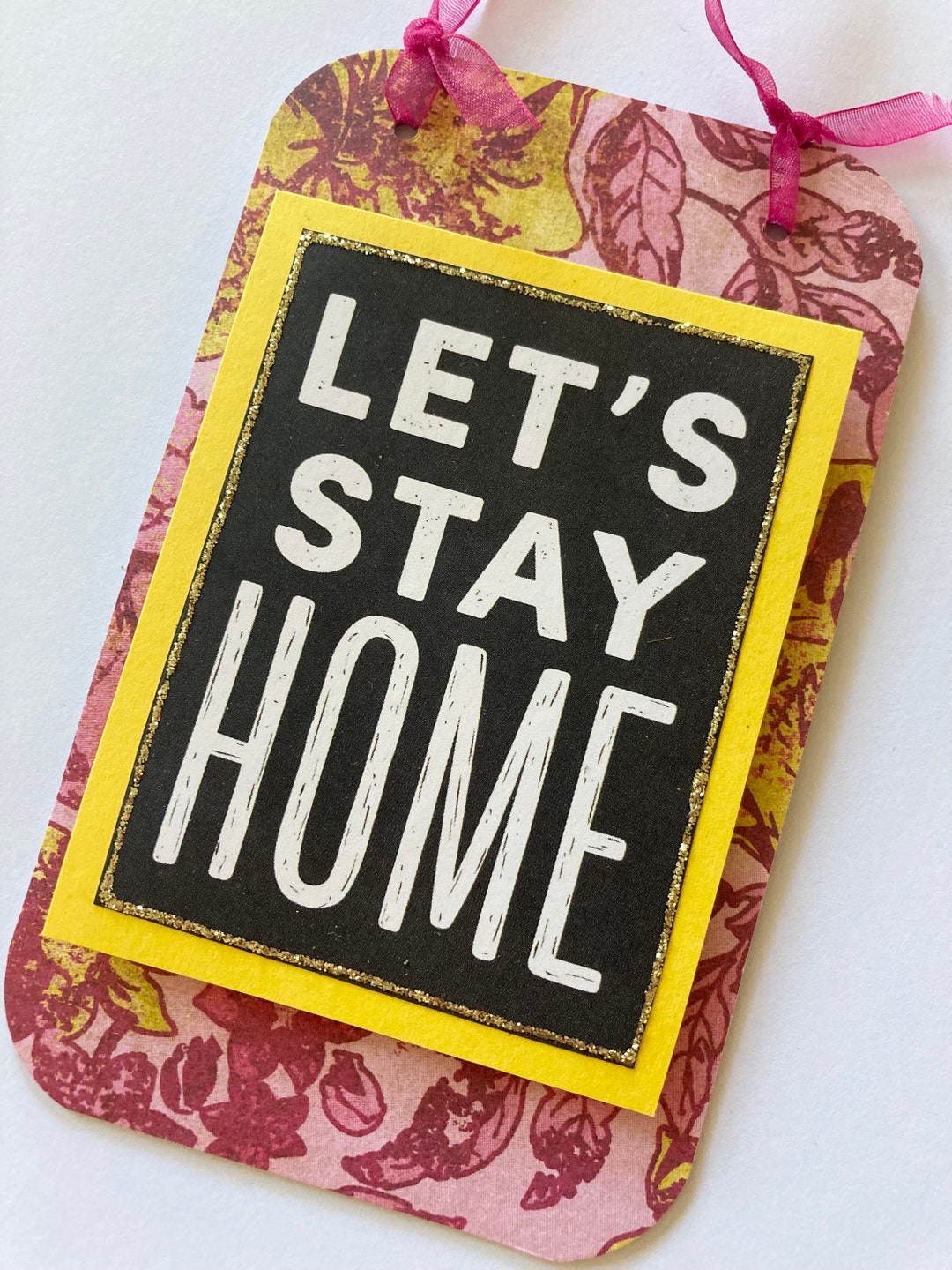 Let’s Stay Home Hanging Gift Tag / Hanging Door Knob Sign - Etsy