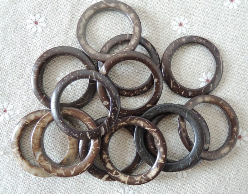 15 Pcs 34mm Coconut Ring Charm Coconut Shell Donut Brown - Etsy