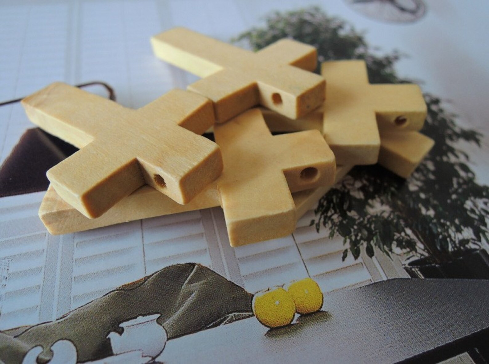 16 Pcs 43x24mm Wood Cross Wood Bead NO Varnish W037 | Etsy