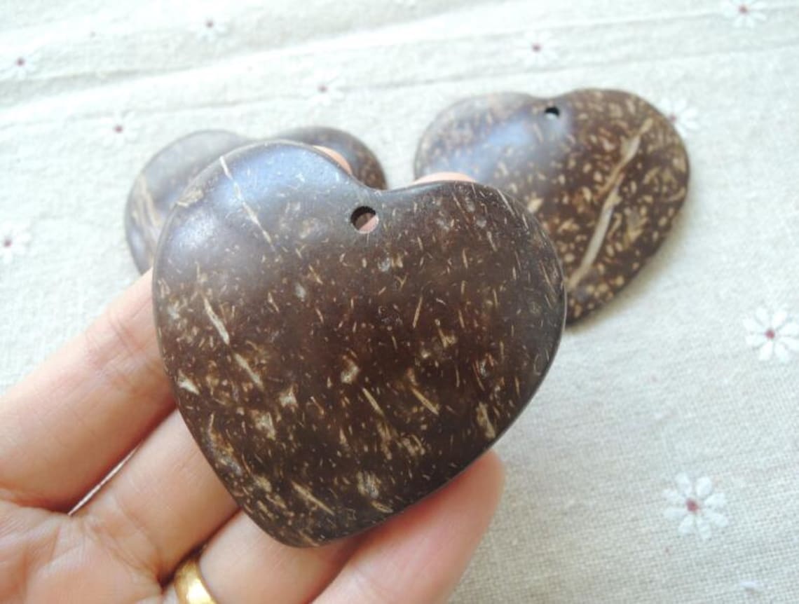 6 Pcs 56x53mm Large Natural Coconut Heart Shaped Pendant - Etsy