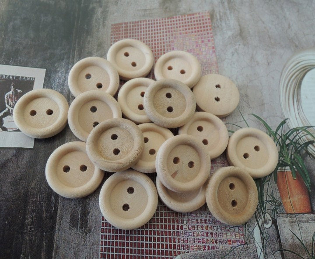 35pcs 15mm Unfinished Natural Wood Button 2 Holes No Varnish W536 - Etsy