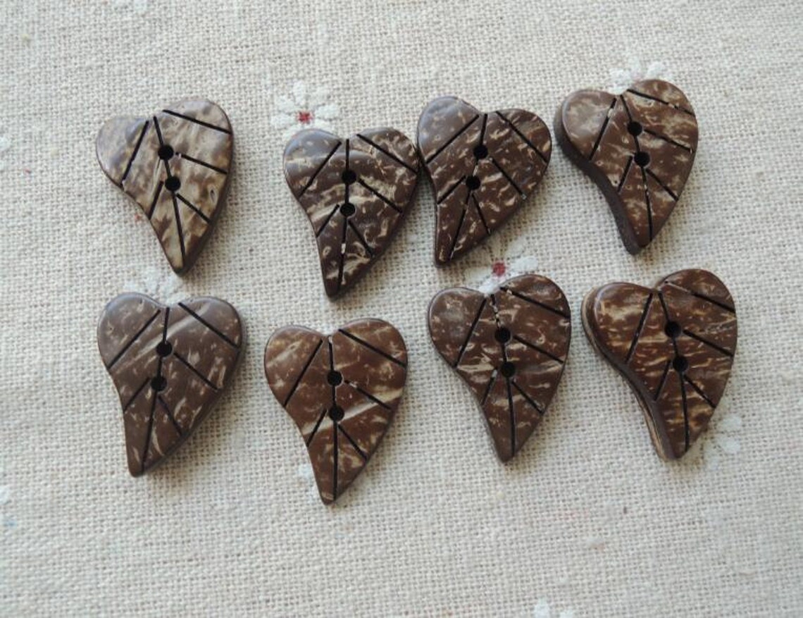 20 Pcs 25x19mm Natural Coconut heart shaped button | Etsy