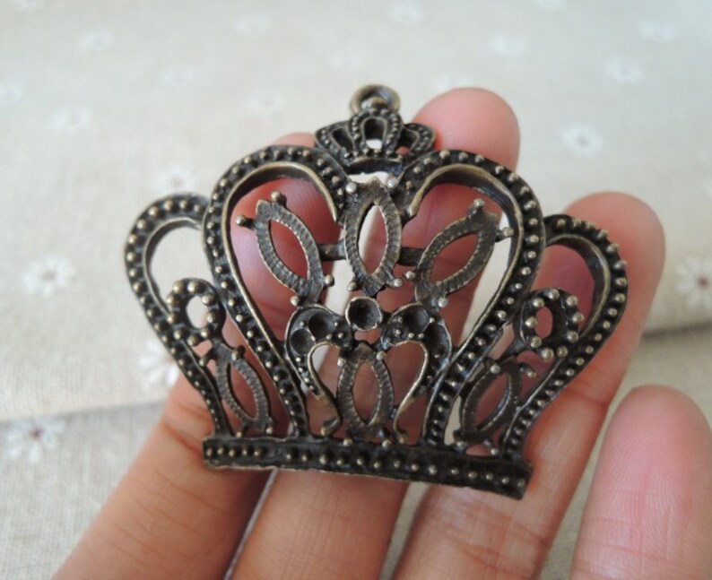 2pcs 48x58mm Large Antique Bronze Crown Charm A227 - Etsy