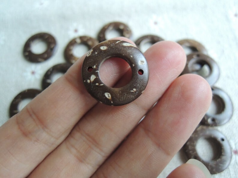 30 Pcs 20mm Coconut Ring Charm Coconut Shell Donut Brown-two - Etsy