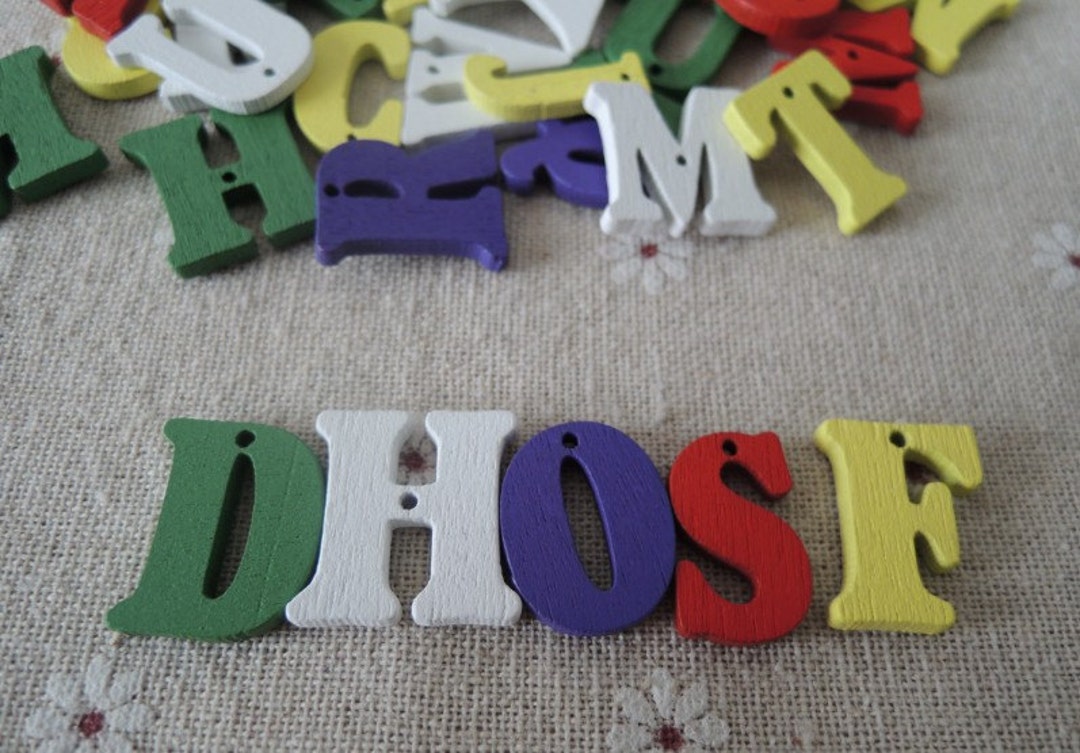 50 Pcs 20x21-15mm Mixed Color Alphabet Letters Wood Bead W598 - Etsy