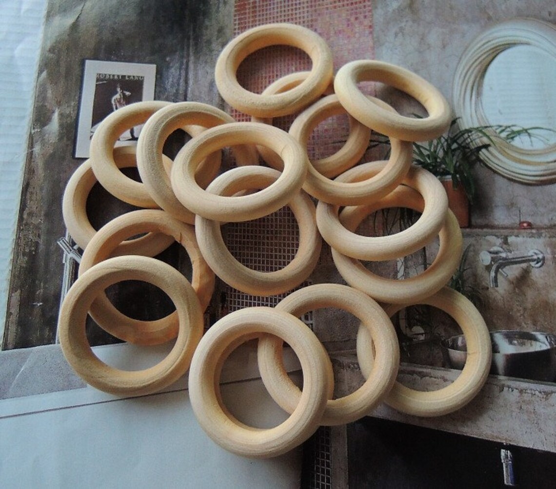 20pcs 30mm1 1/5 Unfinished Natural Wood Ring Wooden - Etsy