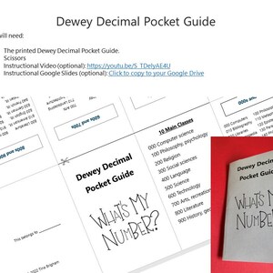 Dewey Decimal System Printable Guide Pocket-sized Library Helper ...