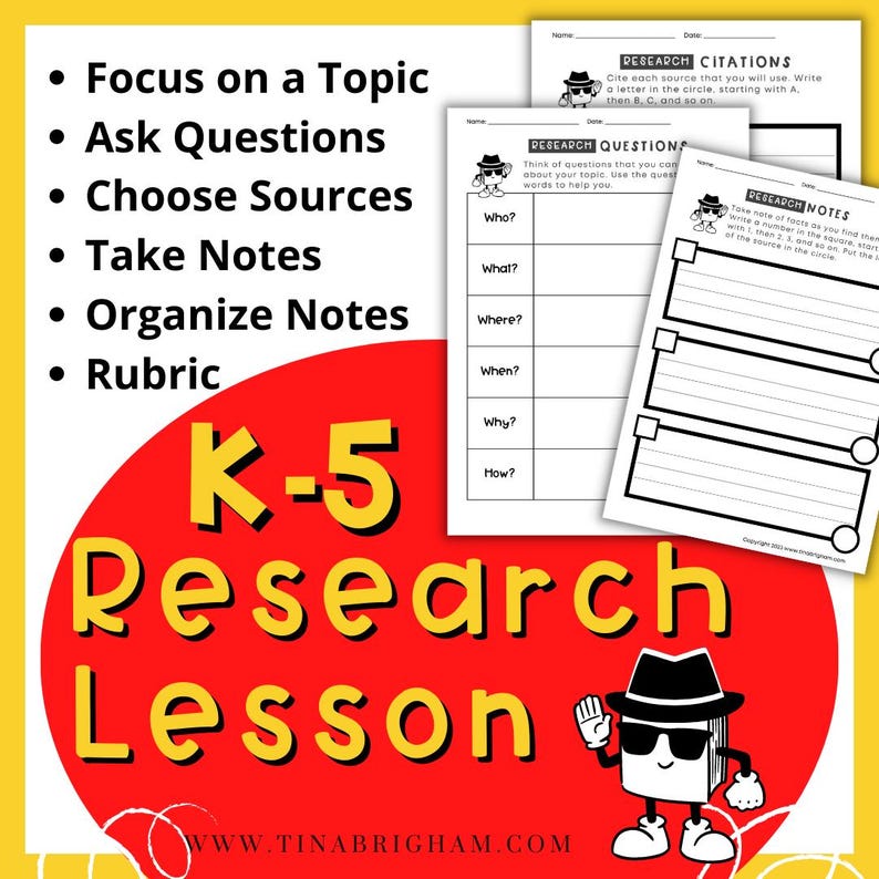 Elementary Research Lesson Printable Worksheets - Etsy