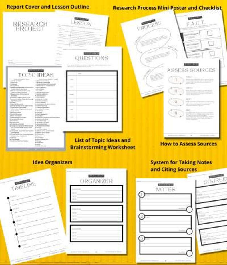 Elementary Research Lesson Printable Worksheets - Etsy