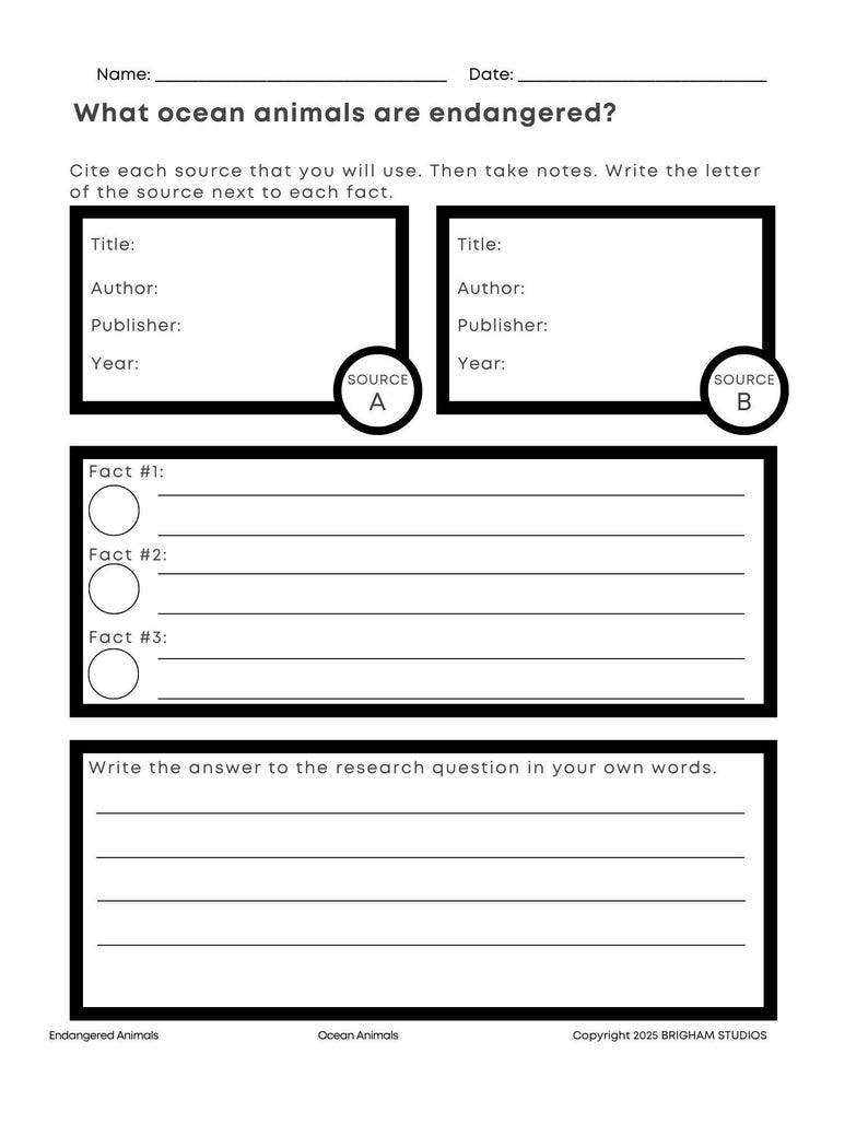 Endangered Animals Research Workbook - Etsy