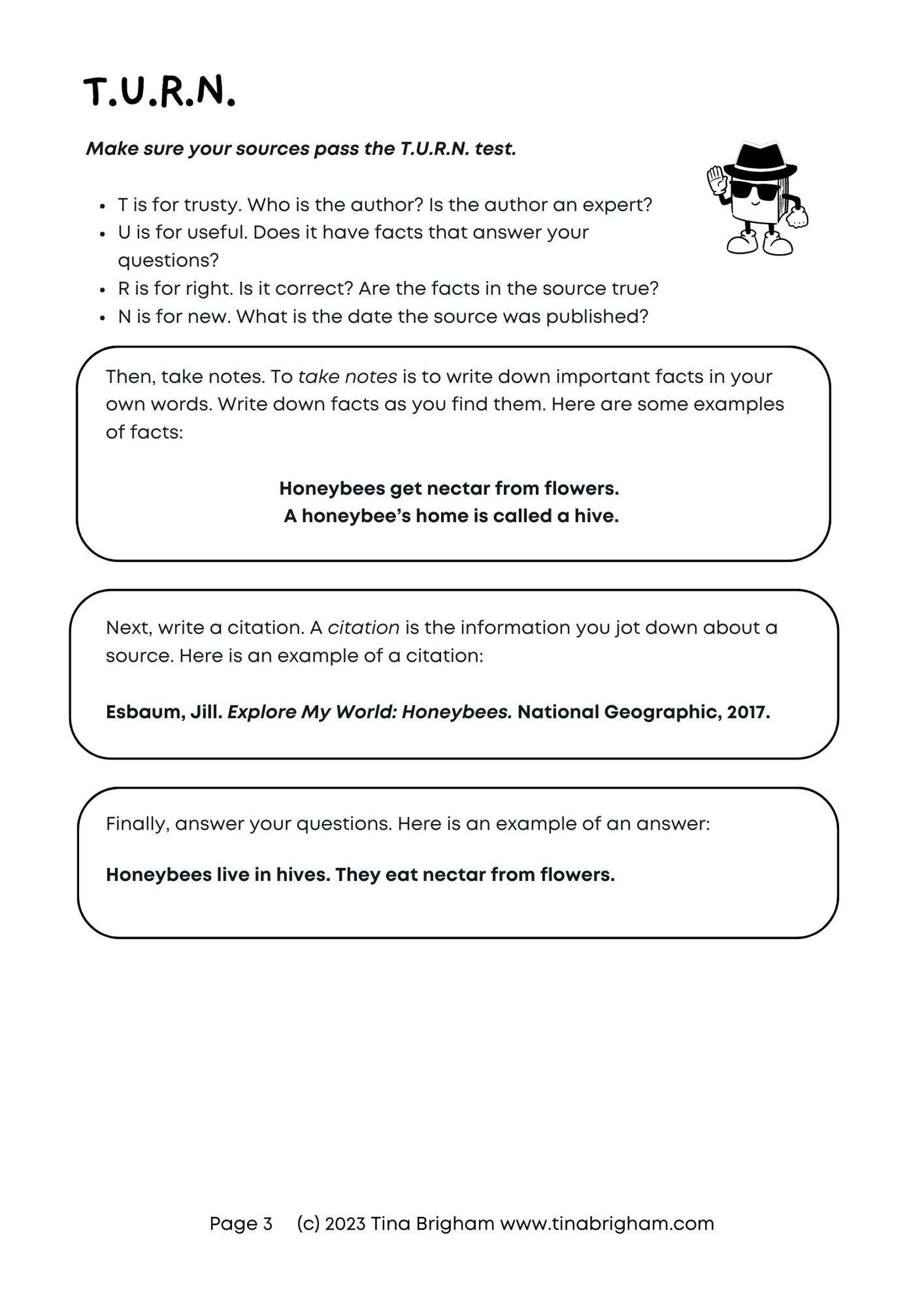 Elementary Research Skills Workbook and Teaching Guide | Research ...