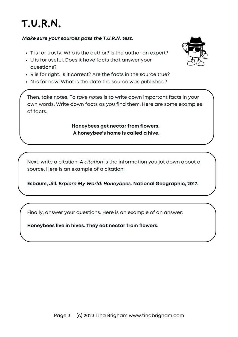 Elementary Research Skills Workbook and Teaching Guide | Research ...