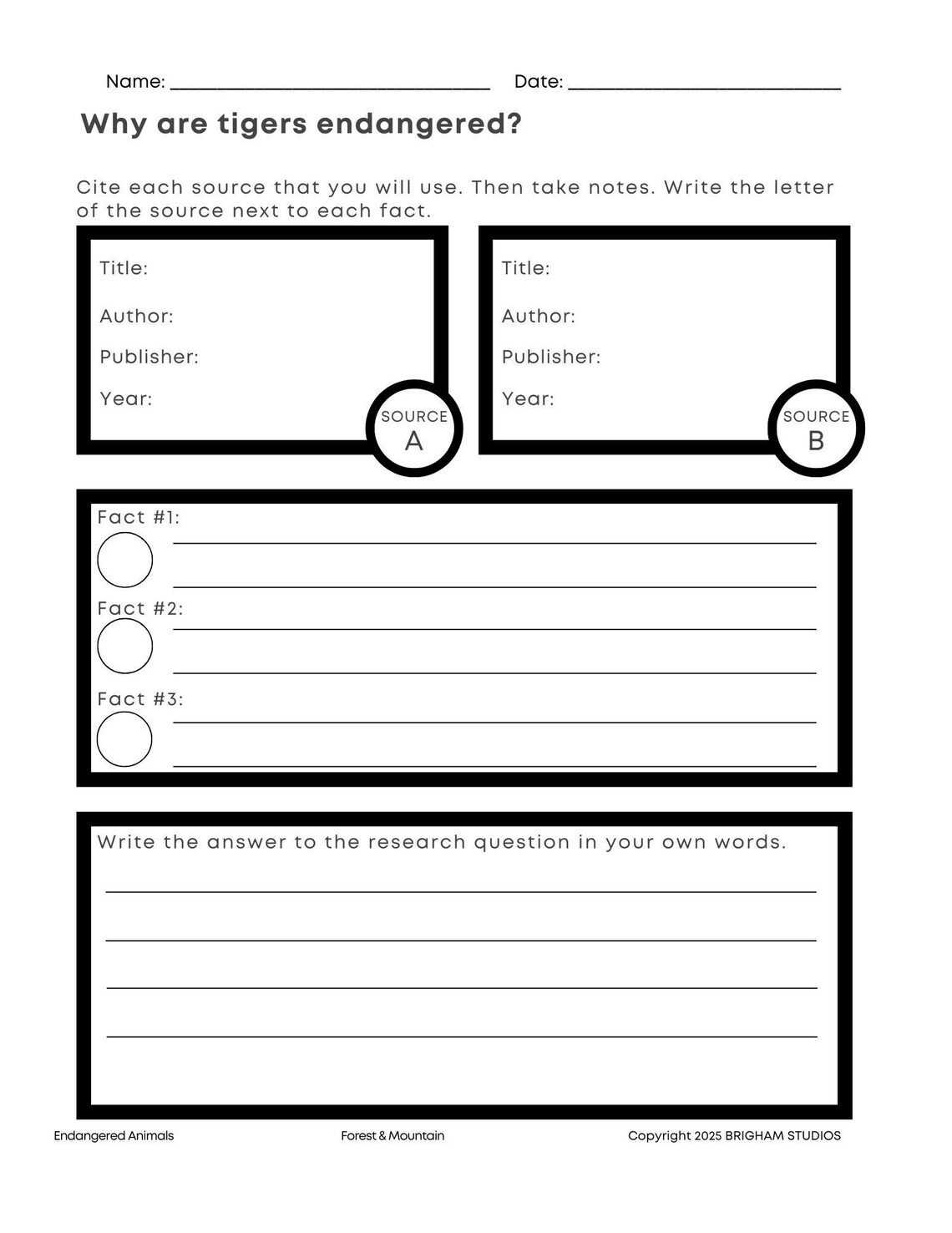 Endangered Animals Research Workbook - Etsy