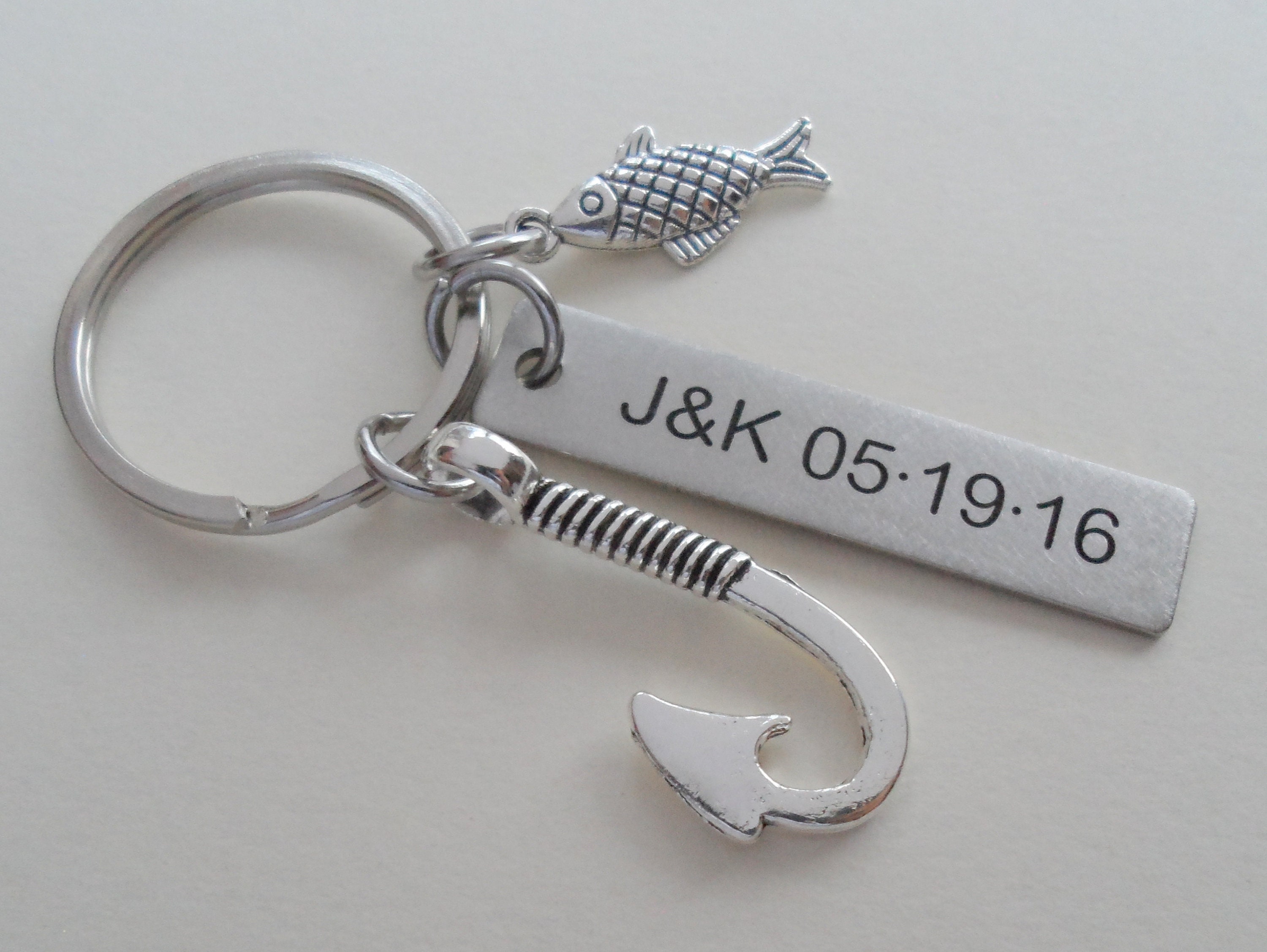 Fish Hook Keychain, Couples Keychain, Anniversary Gift for Boyfriend ...