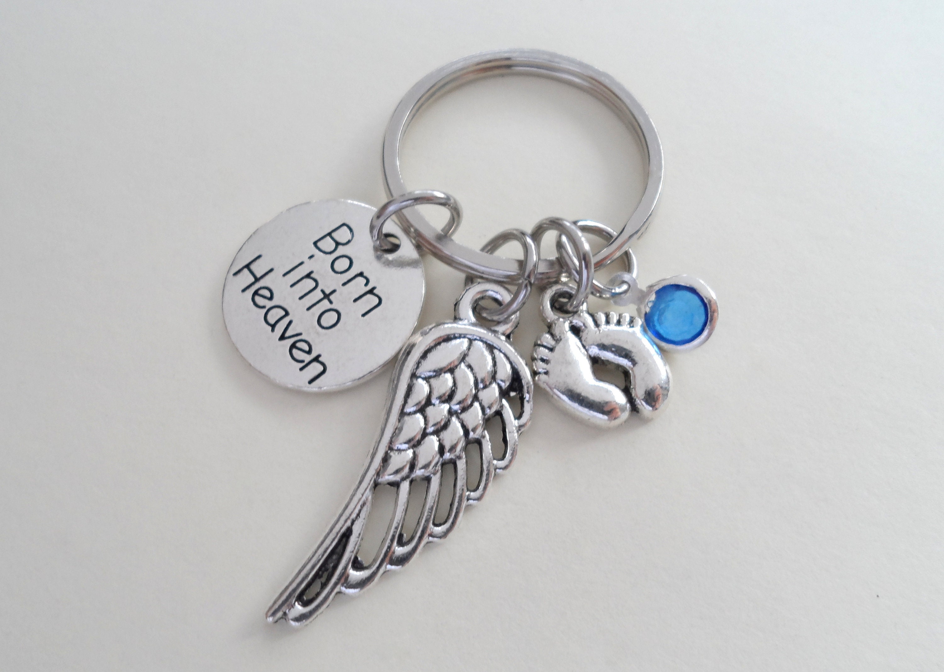 Born Into Heaven Baby Angel Keychain, Mommy's Keychain, Daddy's ...
