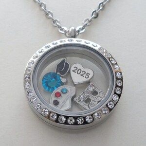 Graduation Floating Charm Locket Necklace, Medium Circle Locket, Class ...