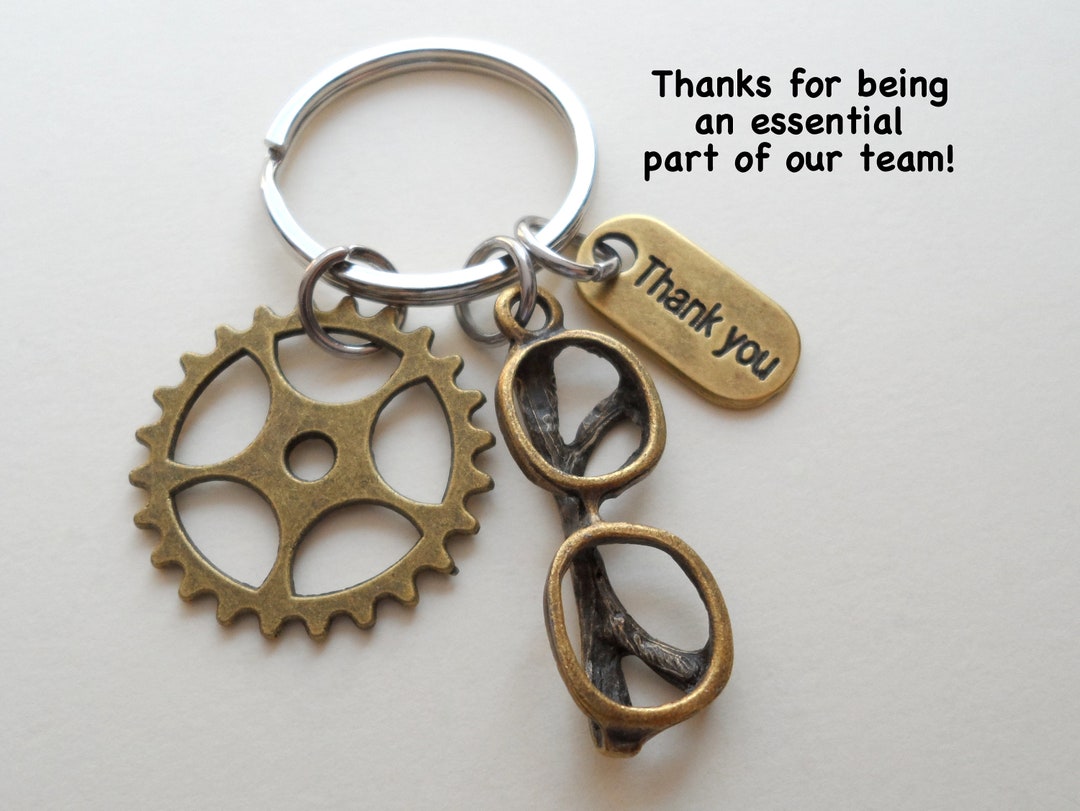 Eye Doctor Staff Gift Keychain, Bronze Glasses & Gear Charm Keychain ...