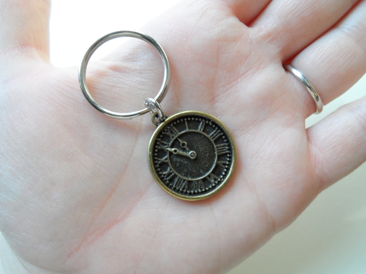 Bronze Clock Keychain Couples Key Ring Bronze 8th Year - Etsy