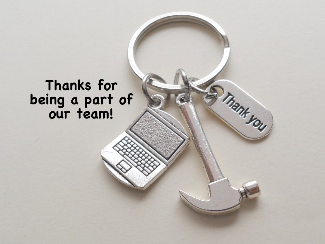 Hammer & Laptop Charm Keychain, Builders Appreciation Gift ...
