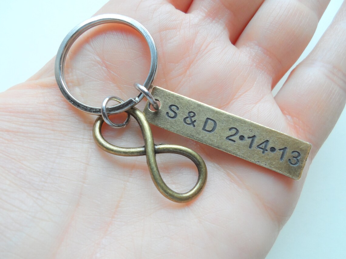 Bronze Infinity Symbol Keychain Gift, Couples Anniversary, Gift for ...