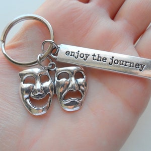 Theatre Masks Keychain With Enjoy the Journey Charm, Drama Keychain ...