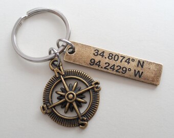 Bronze Compass Keychain Couples 8th Year Anniversary Gift | Etsy