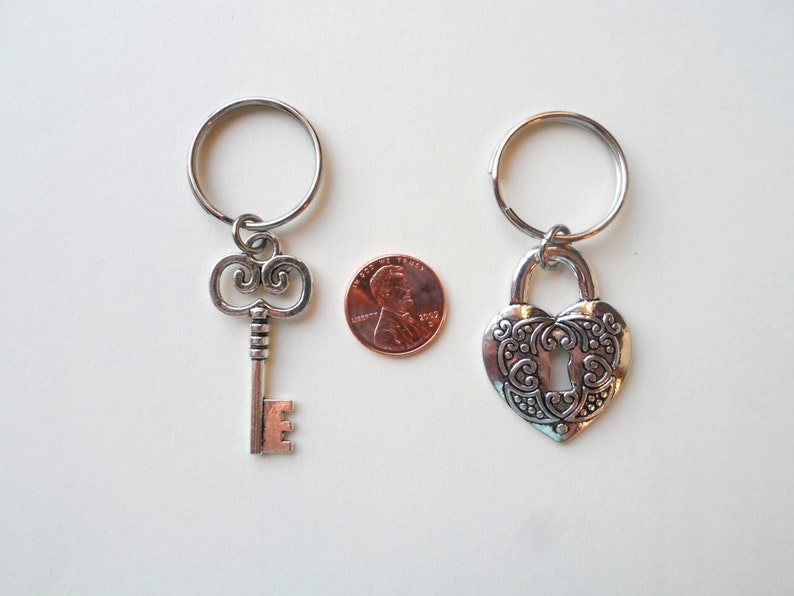 Key and Lock Keychain Set, Couples Keychains, Anniversary Gift, Husband ...