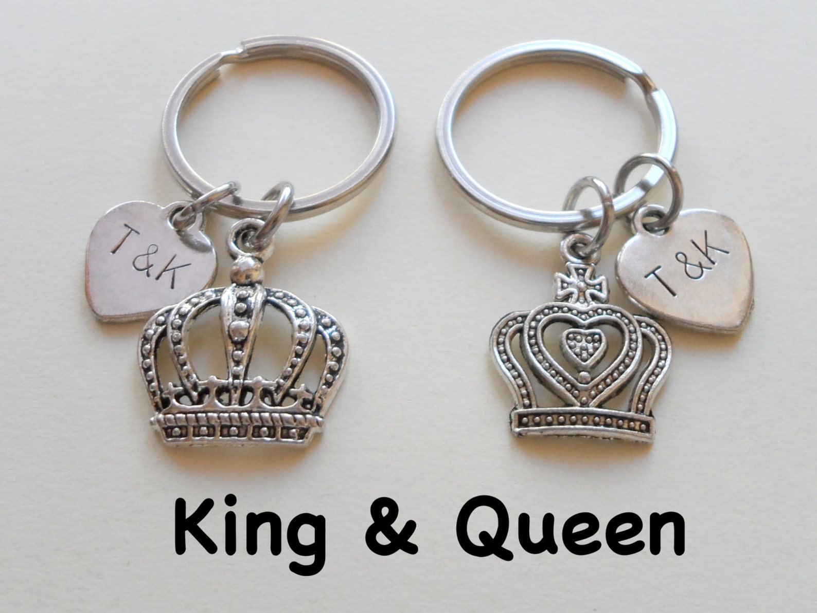 Couple Keychain Set King And Queen Crown Key Ring Set Etsy